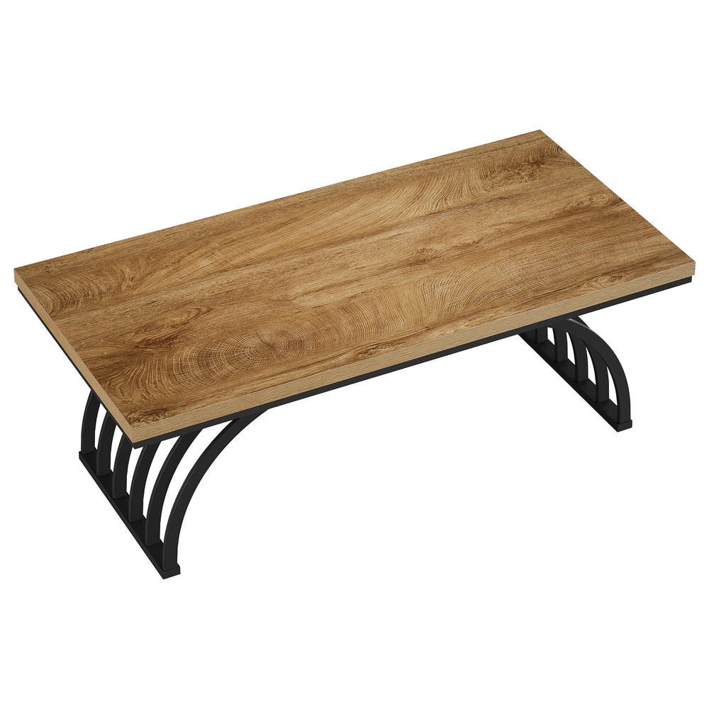 Barara King 47Inch Rustic Rectangular Coffee Table with Metal Frame ...
