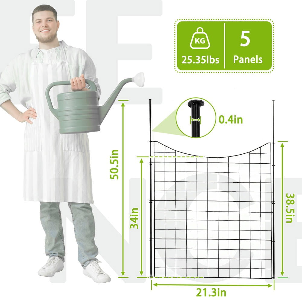 Barara King 5 Panels Metal Decorative Garden Fence 36"(L)x39"(H), No ...