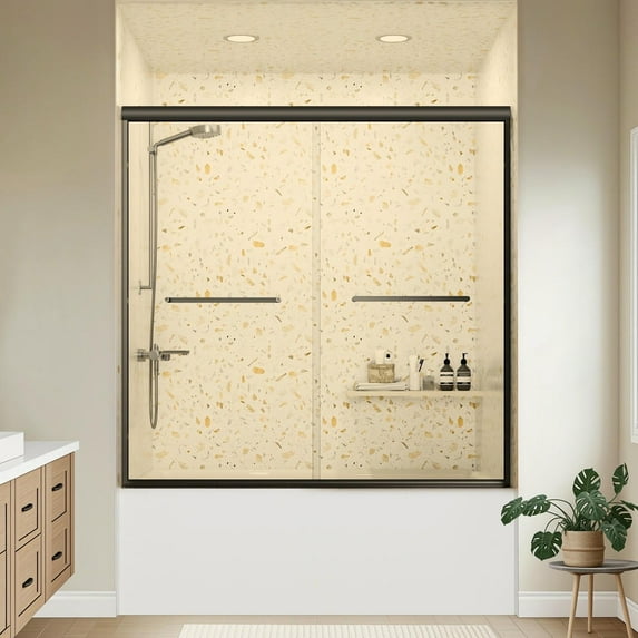 Barara King 60*59" Best Shower Door with Matte Black Outer Frame, 1/4 ...