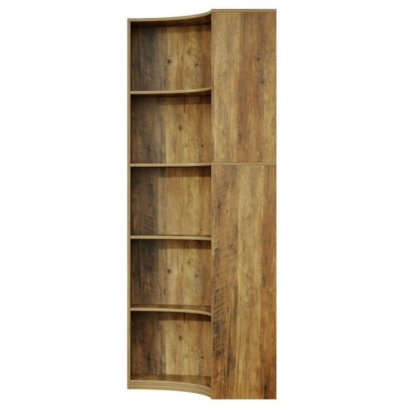 Barara King 70.9" Tall Farmhouse Corner Bookshelf with Curved Edges, 6 ...