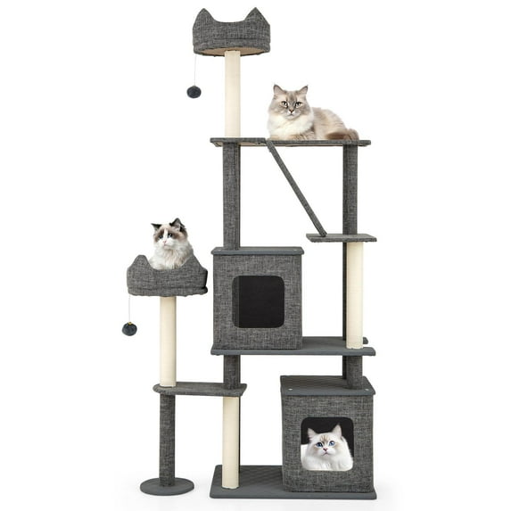 Barara King 71Inch Tall Cat Tree with Scratching Posts, Multi-Level ...