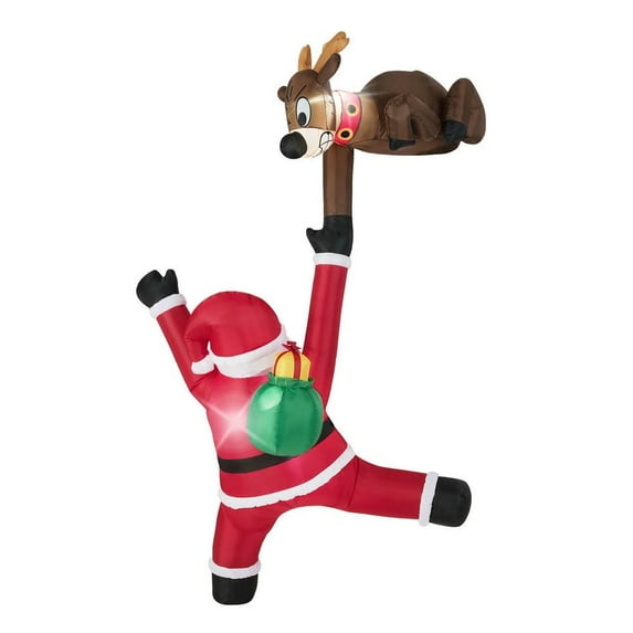 Barara King 8.5ft Inflatable Reindeer and Climbing Santa Claus ...
