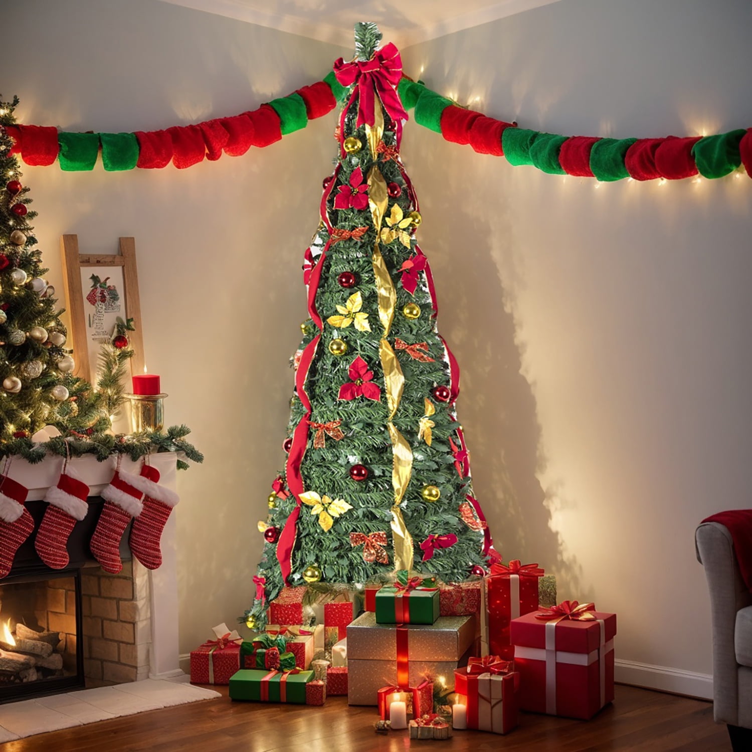 Barara King Artificial Christmas Tree, Xmas Trees,6Ft Green Pop Up ...