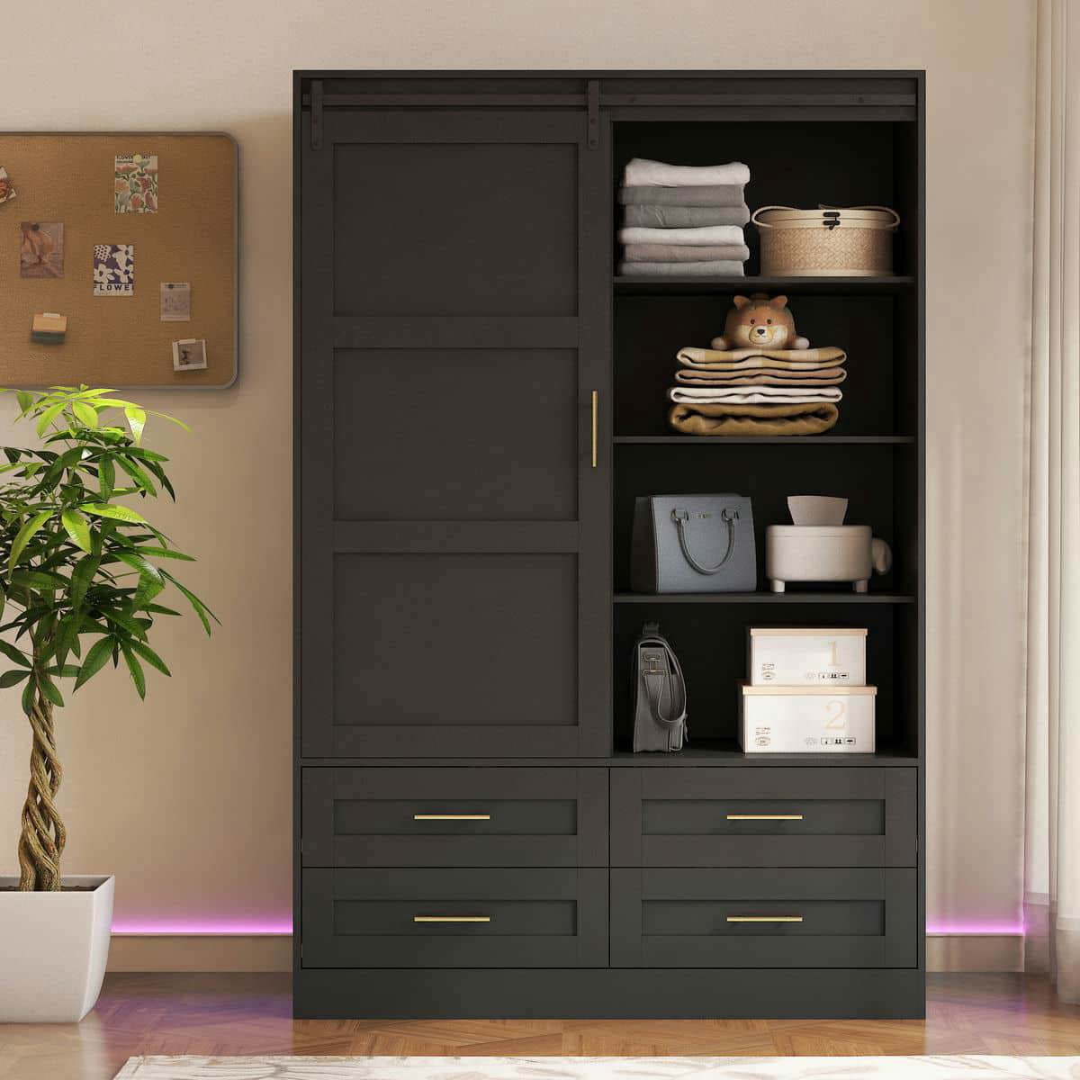 Barara King Bedroom Armoire Storage Cabinet,Wardrobe,Tall Bedroom ...