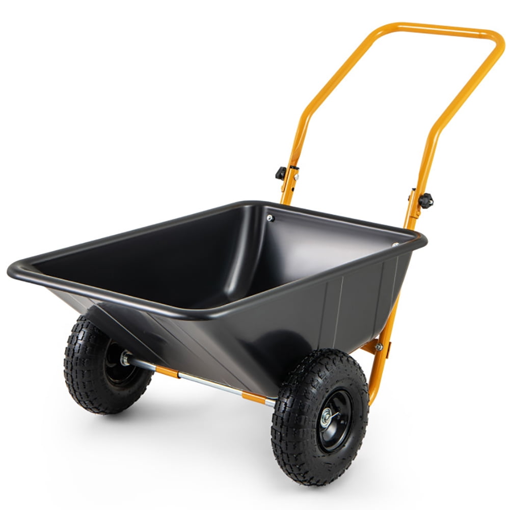Barara King Dual-Wheel Wheelbarrow Garden Utility Cart with Pneumatic ...