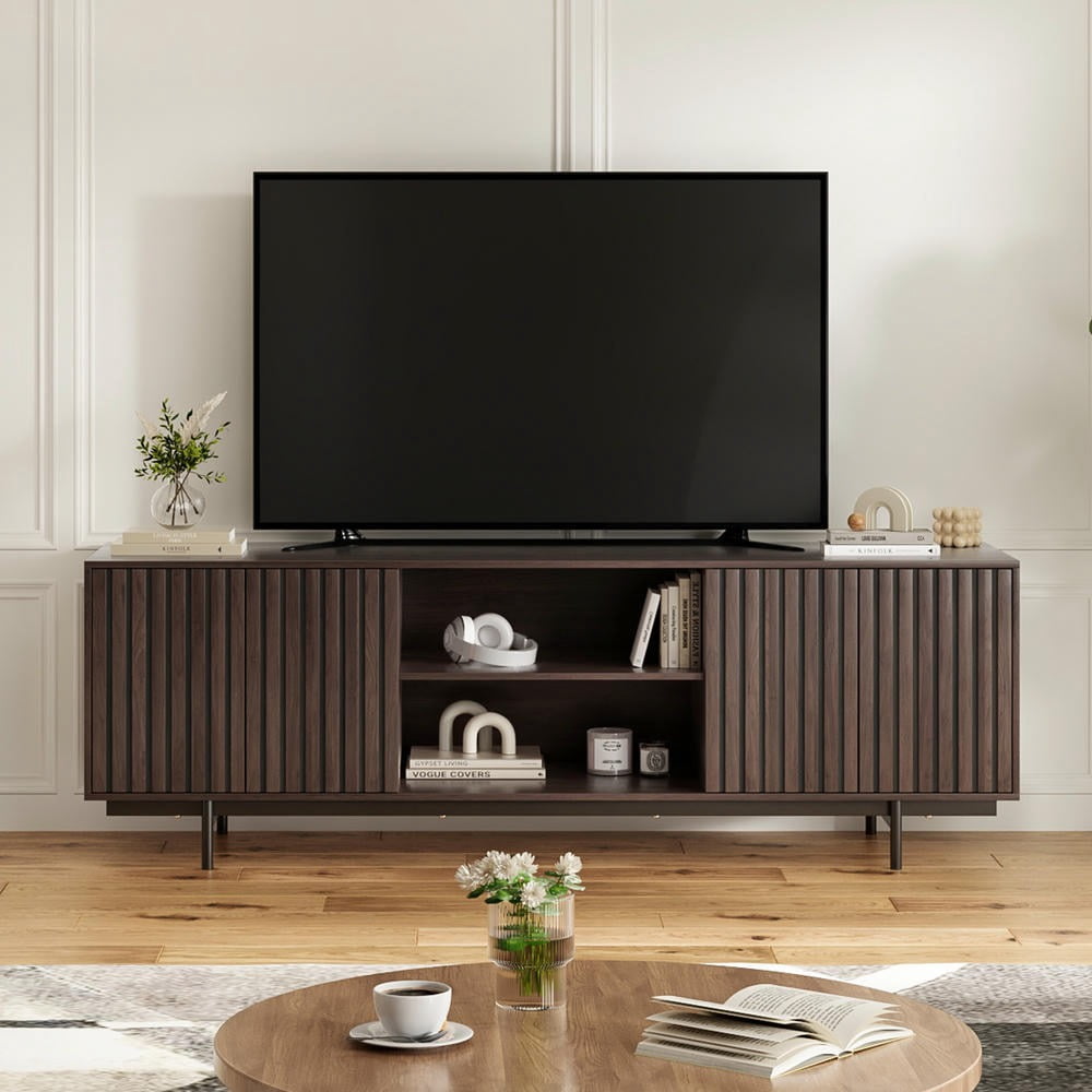 Barara King Farmhouse TV Stand with Pop Up Doors and Shelf for 75 Inch ...