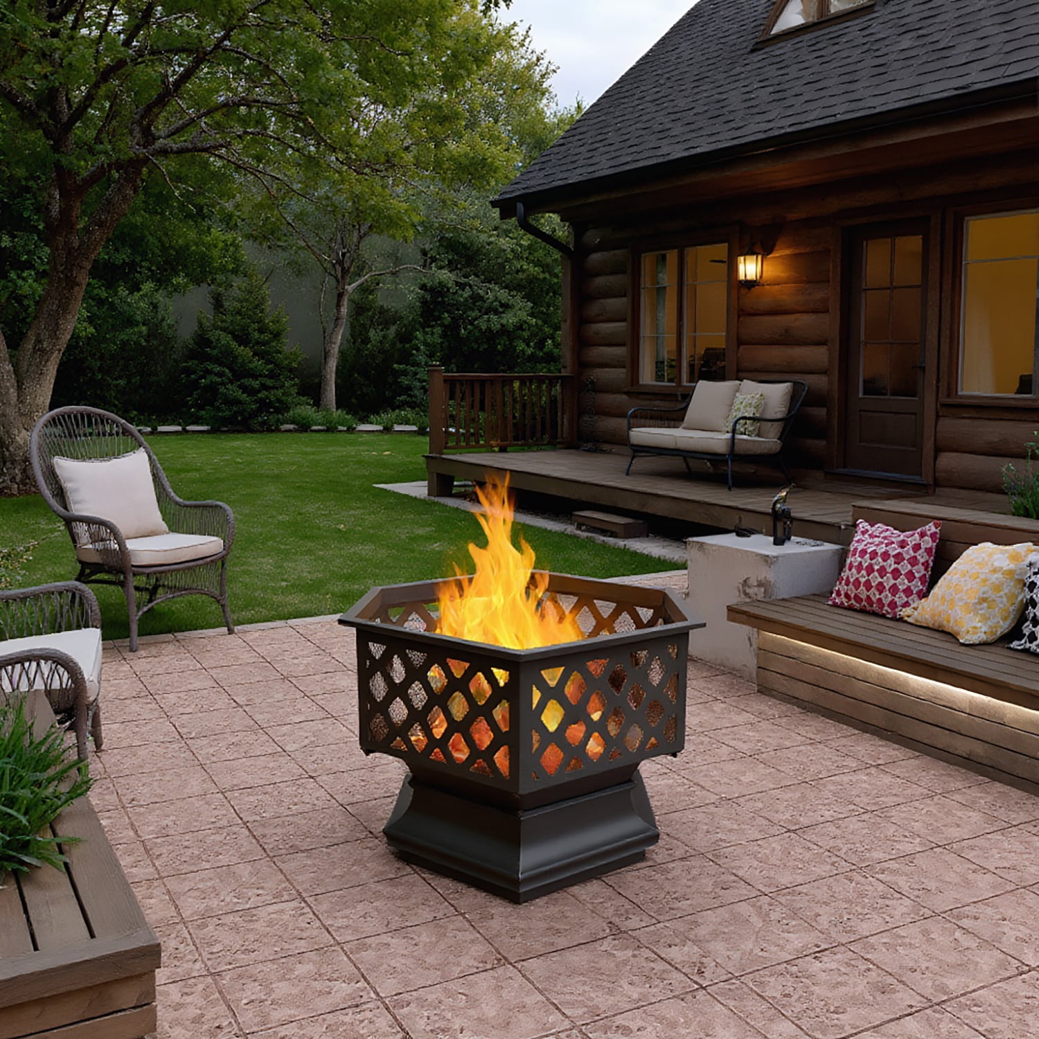 Barara King Fire Pit, Smokeless Fire Pit,22" Hexagonal Shaped Iron ...