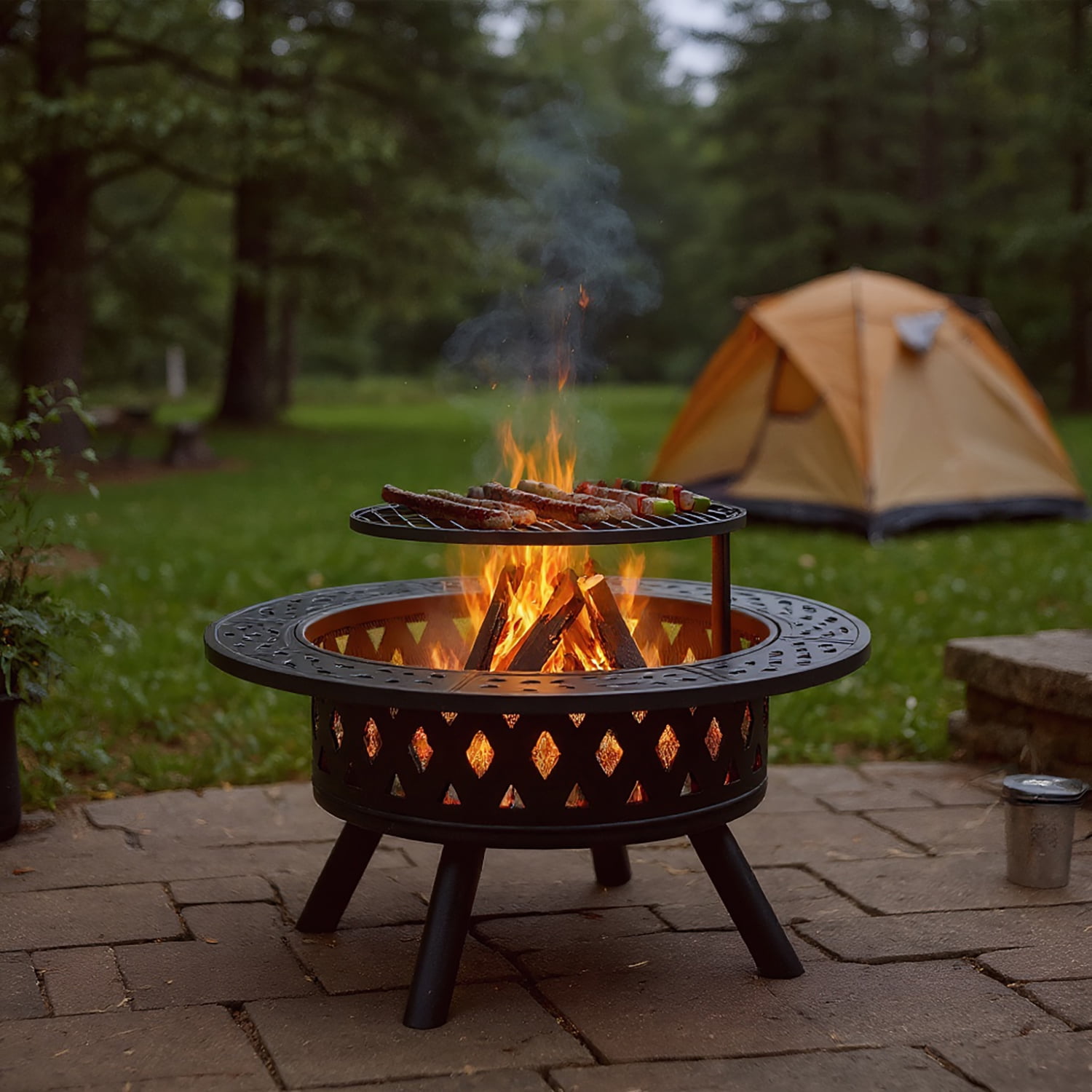 Barara King Fire Pit, Smokeless Fire Pit,38" Metal Fire Pit with ...