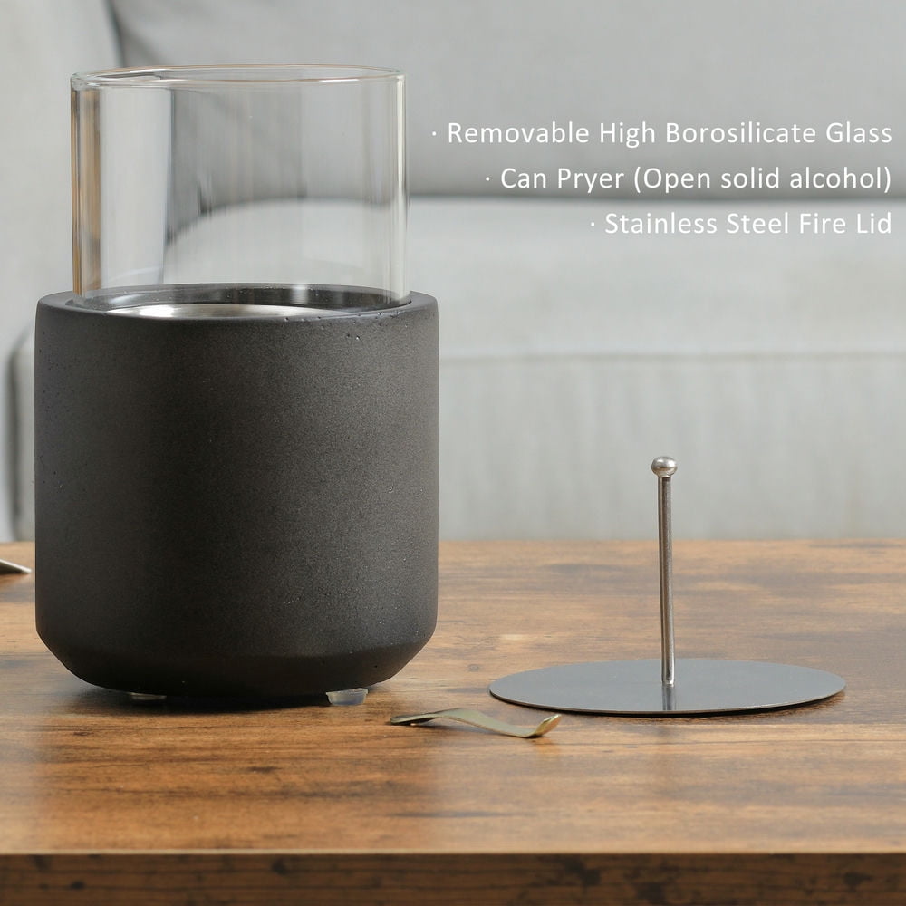 Barara King Fireplace Heater,Tabletop Fireplace, Mini Concrete Ethanol ...