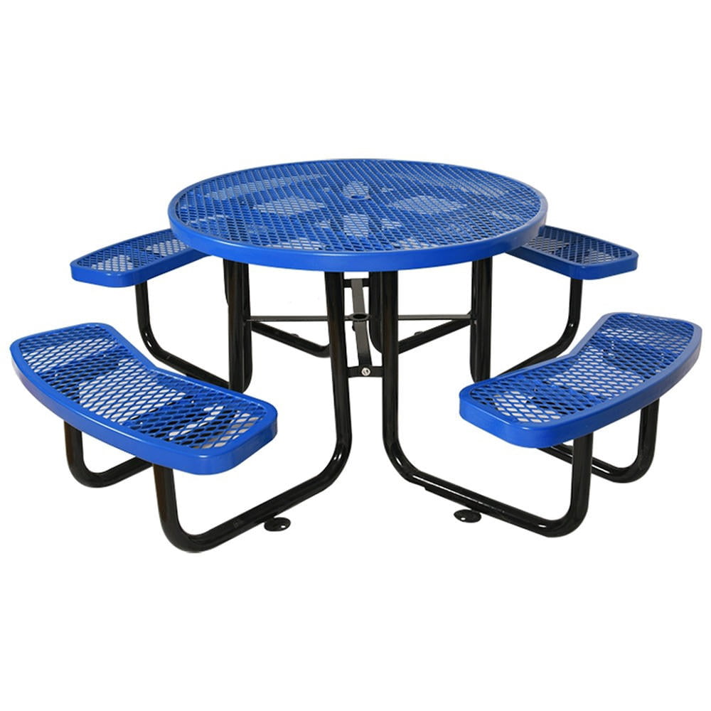 Barara King Heavy Duty Picnic Tables,Round Outdoor Steel Picnic Table ...