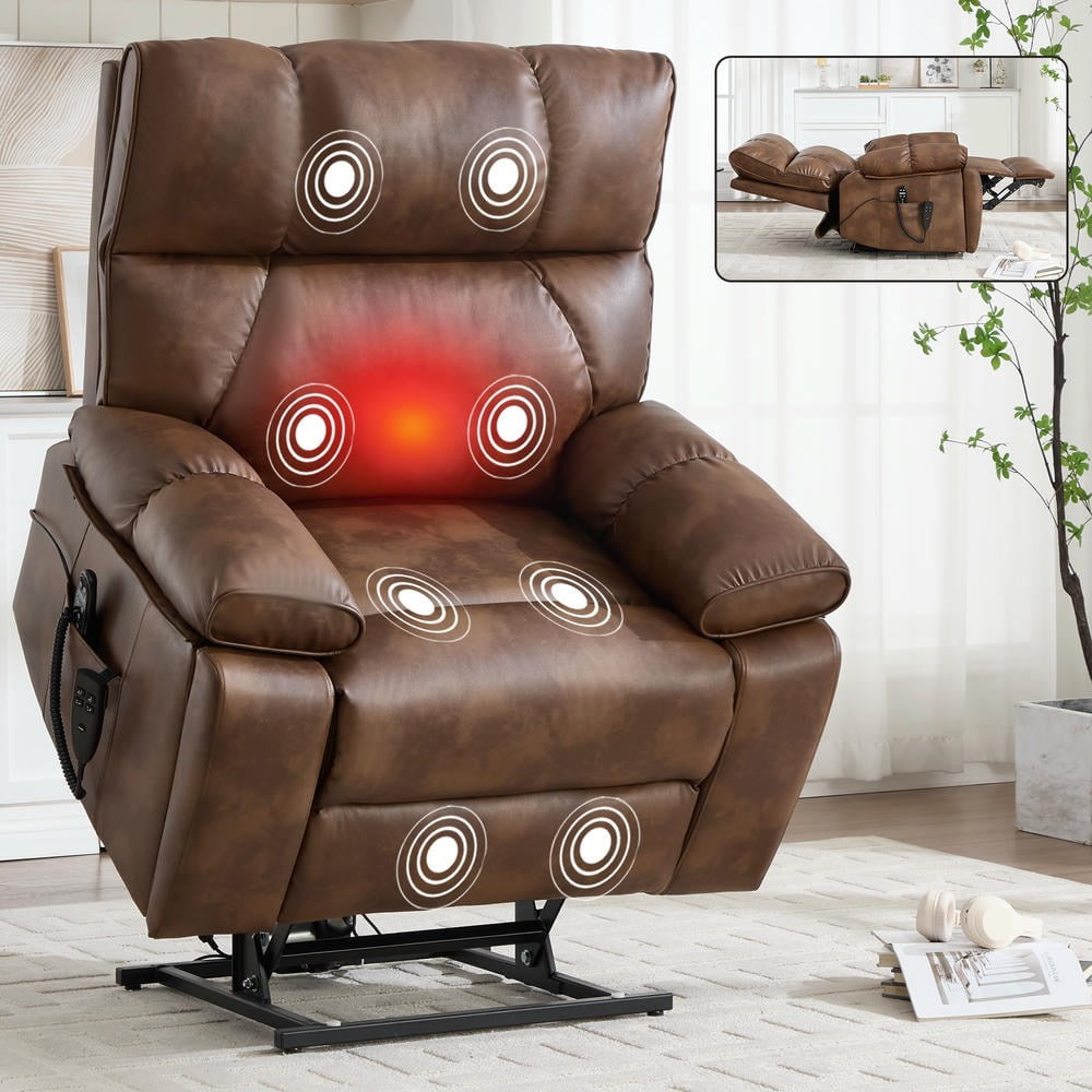 Barara King Reclining Chair Sofa with Hidden Cup Holders, Power-Remote ...