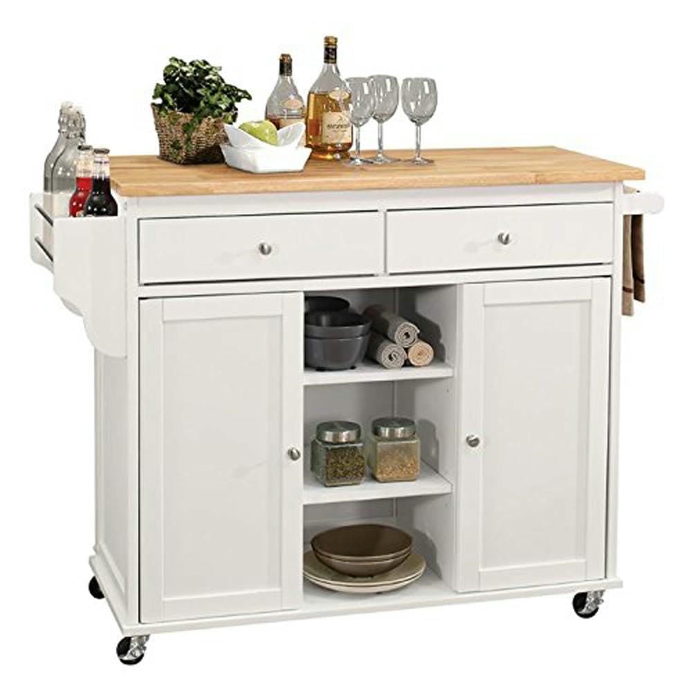 Barara King Kitchen Island, Kitchen Storage Island,2-Drawer Wooden ...