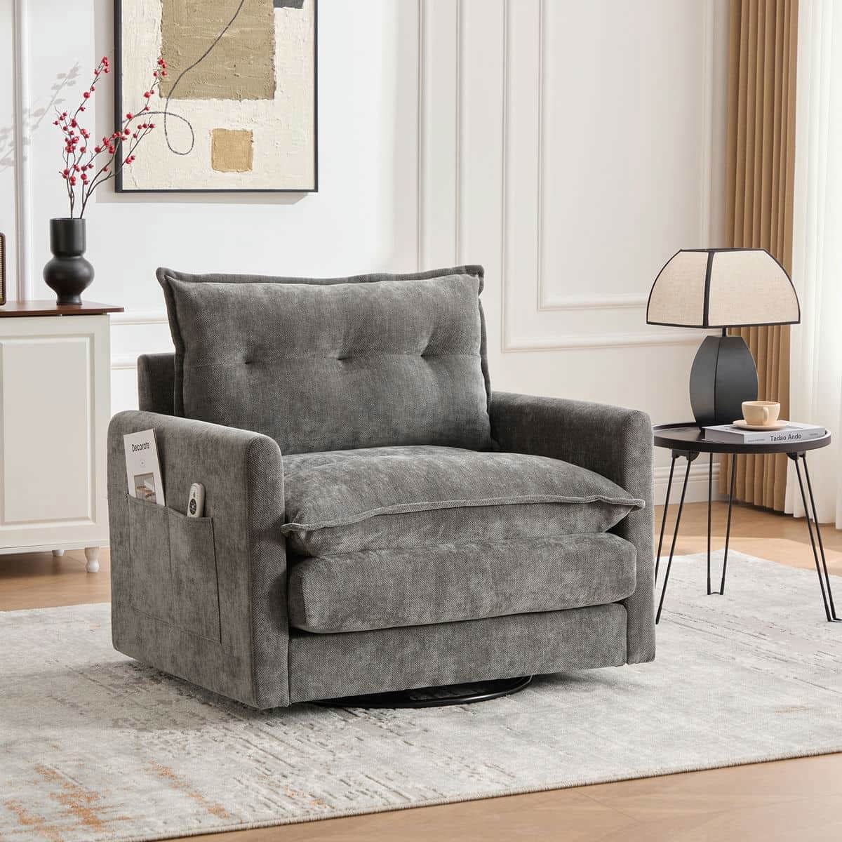 Barara King Modern Comfy Arm Chair, Reading Chair,Swivel Barrel Chair ...