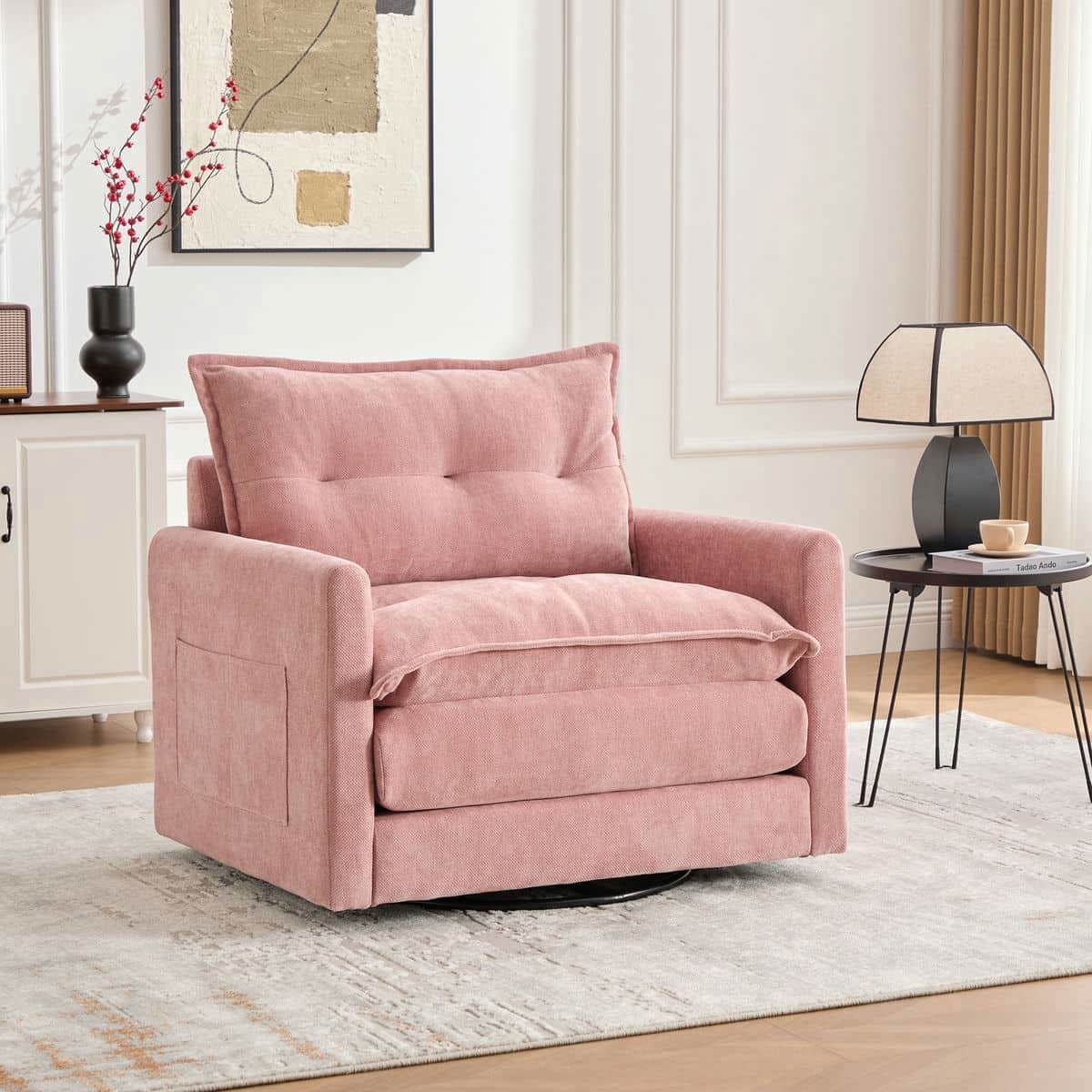 Barara King Modern Comfy Arm Chair, Reading Chair,Swivel Barrel Chair ...