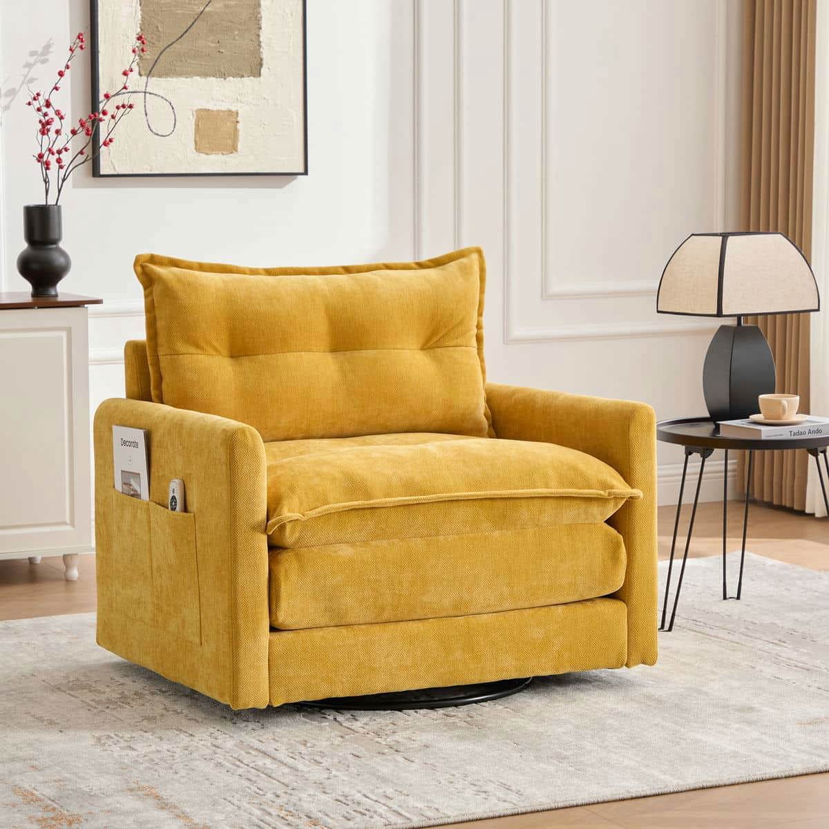 Barara King Modern Comfy Arm Chair, Reading Chair,Swivel Barrel Chair ...