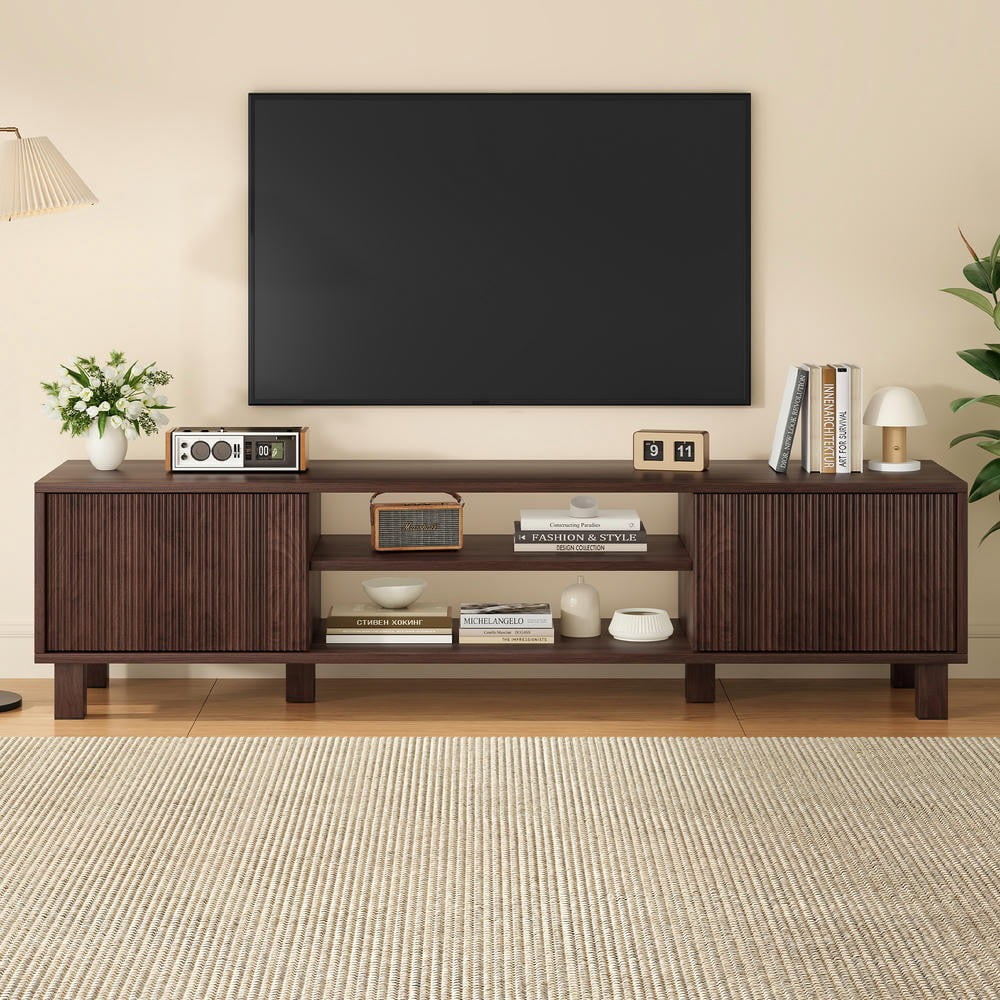 Barara King Modern TV Stand with Storage Shelves for 70 Inch TVs, Large ...