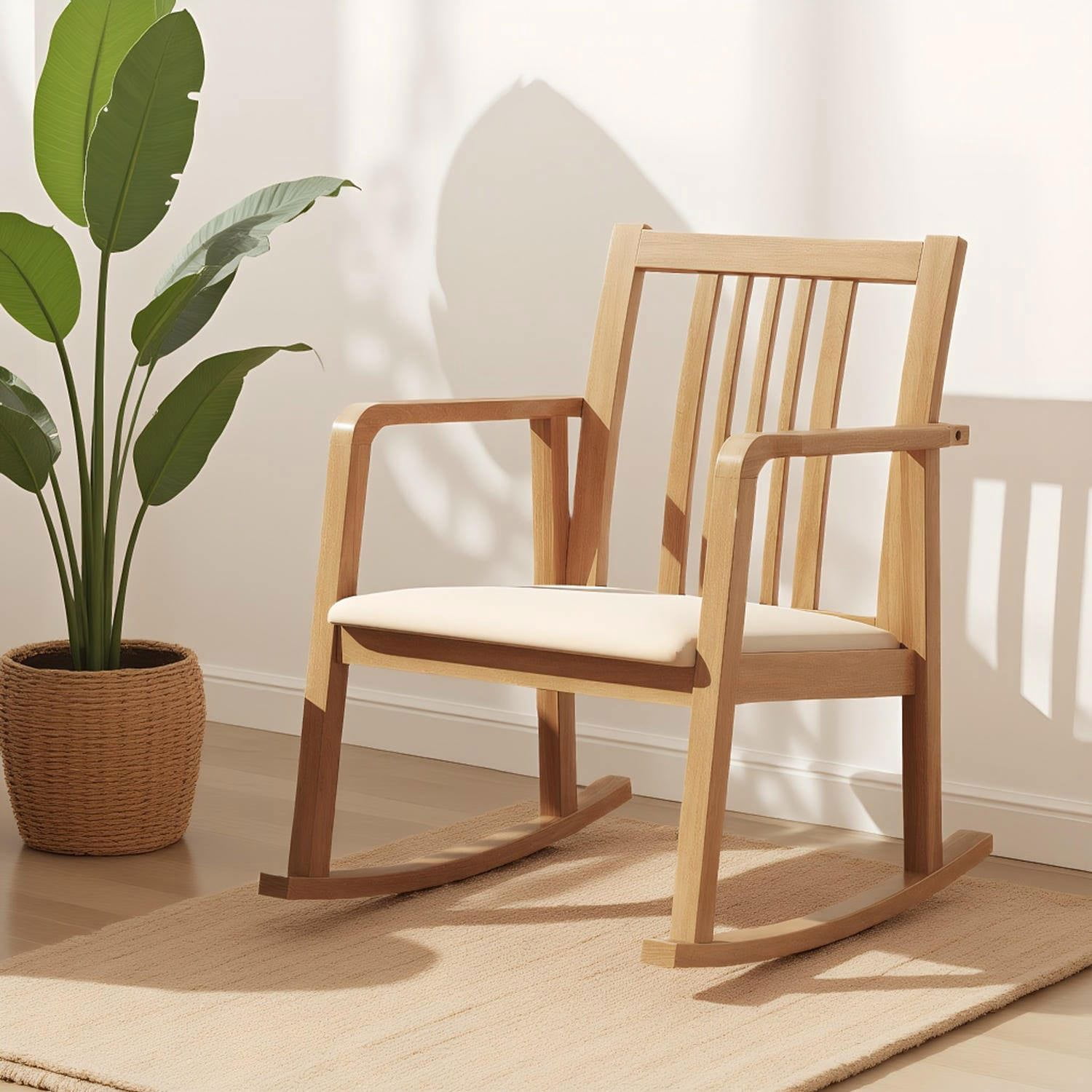 Barara King Natural Acacia Wood Rocking Patio Chair with Slatted Back ...
