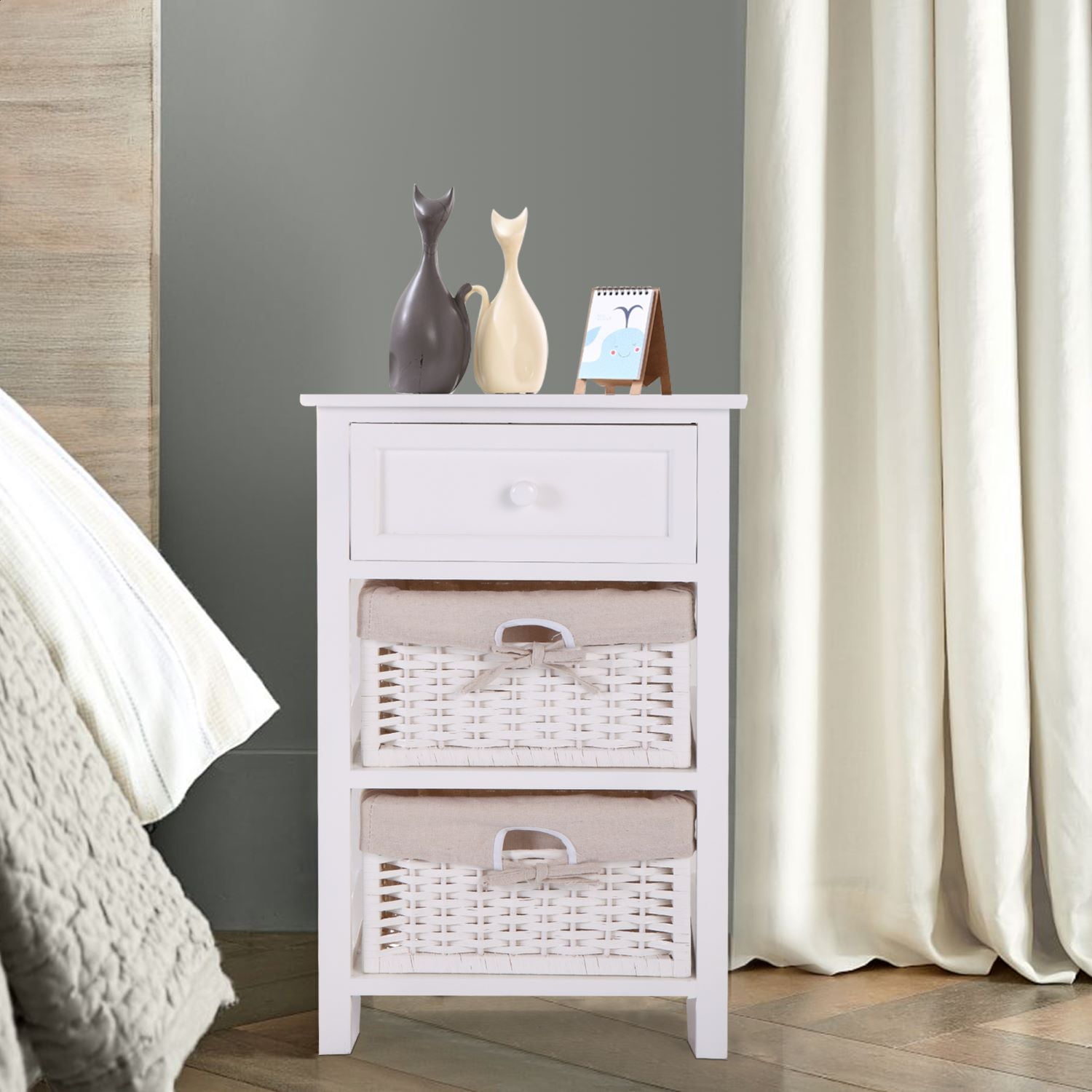 Barara King Nightstand,Bedside Tables, Night Stand,End Table,One Drawer ...