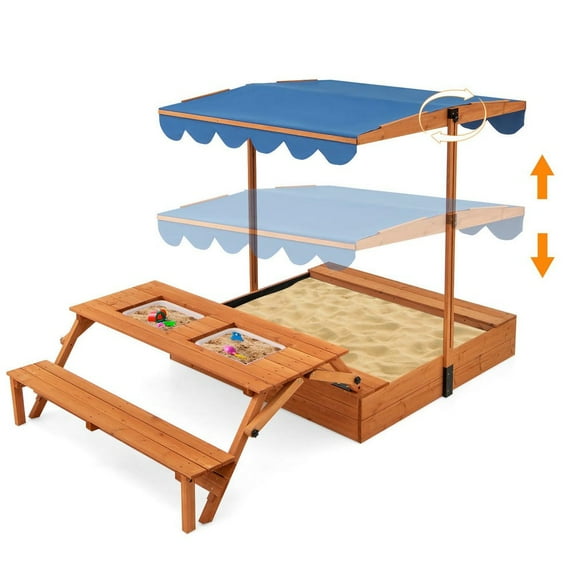 Barara King Outdoor Sandbox with Foldable Picnic Sensory Table and ...