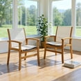 Barara King Pair Of Acacia Wood Patio Armchairs with Breathable Fabric ...