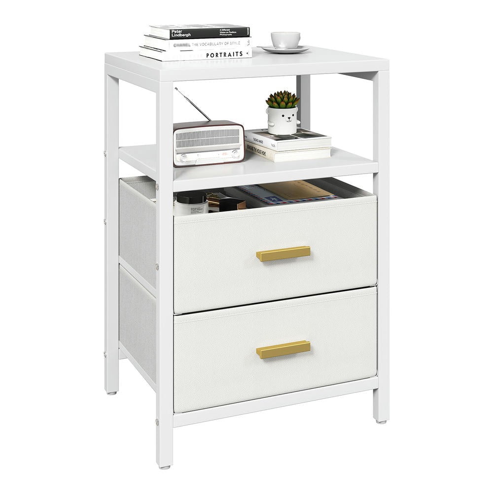 Barara King Particle Board Bedside Table with 2 Fabric Drawers, Modern ...