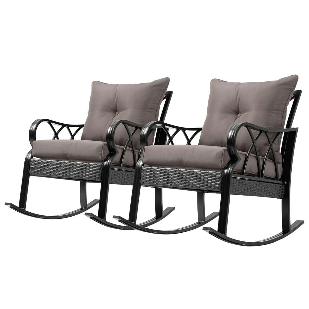 Barara King Patio Furniture Porch Rocker Chairs,2 Piece Outdoor Wicker ...