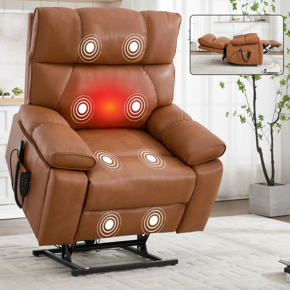 Barara King Reclining Chair Sofa with Hidden Cup Holders, Power-Remote ...