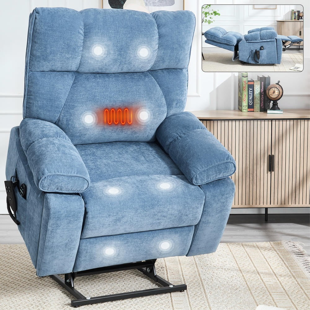 Barara King Reclining Chair Sofa with Hidden Cup Holders, Power-Remote ...