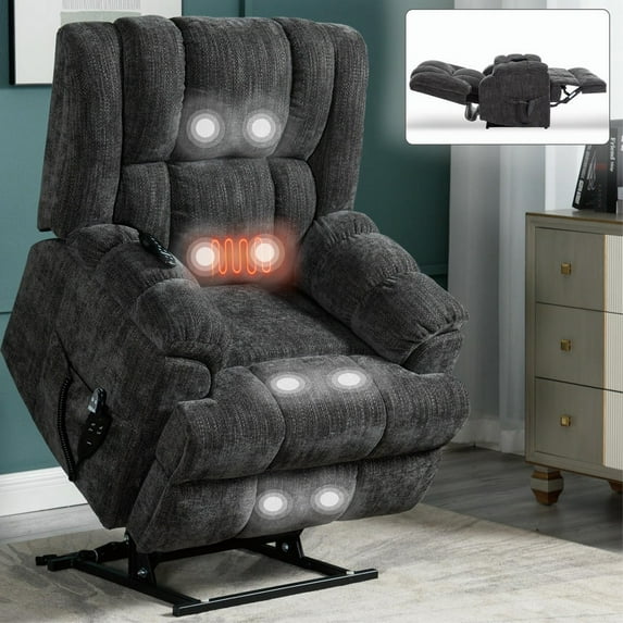 Barara King Reclining Chair Sofa with Power-Remote, Medium-firm and Heavy Duty, Single Recliner ...
