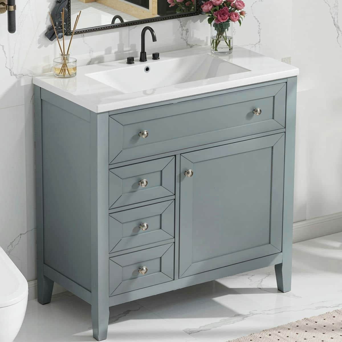 Barara King Storage Cabinet, Bathroom Vanity,Solid Wood Bathroom Vanity ...