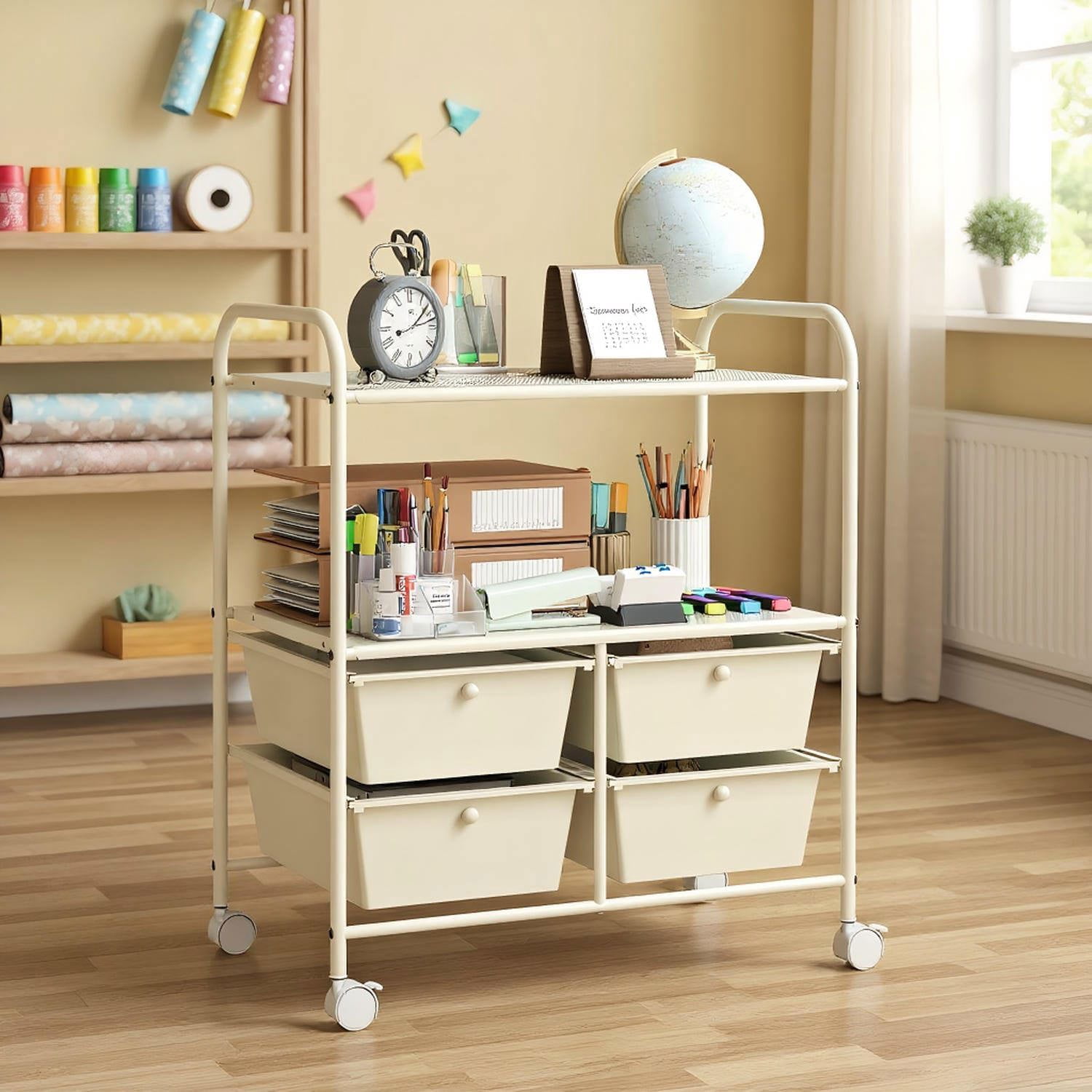 Barara King Storage Cart, Organization Storage Cart,4 Drawers Shelves ...