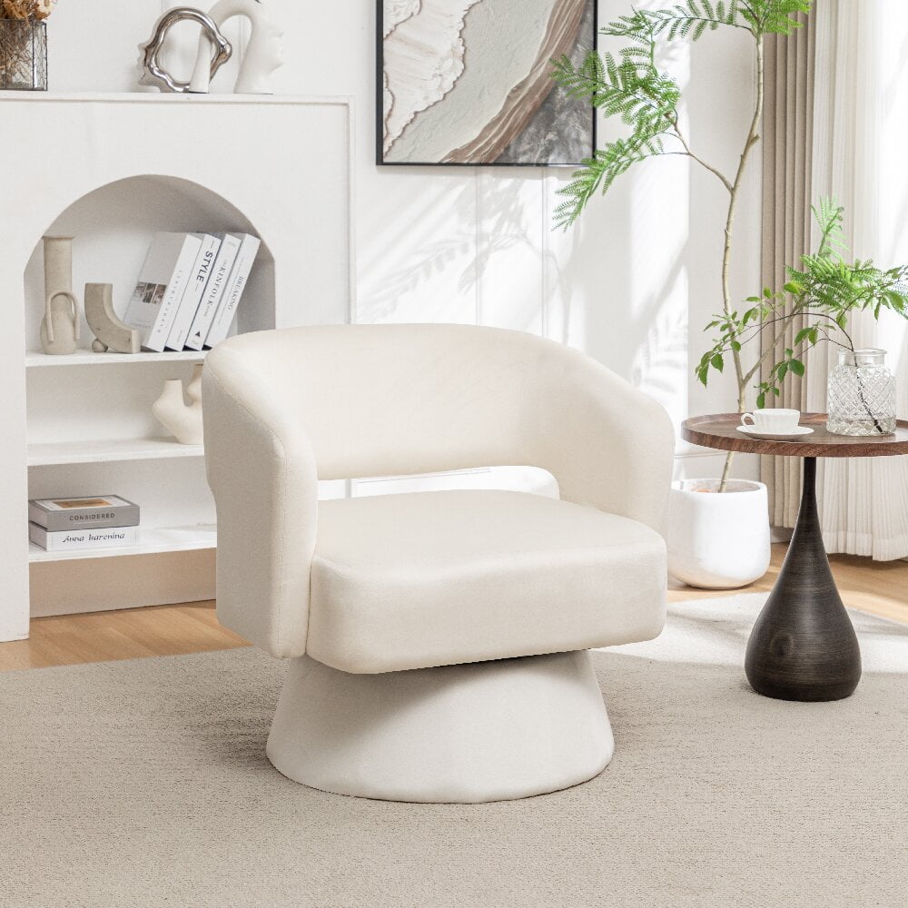 Barara King Swivel Barrel Chair, Velvet Accent Armchair 360 Degree ...