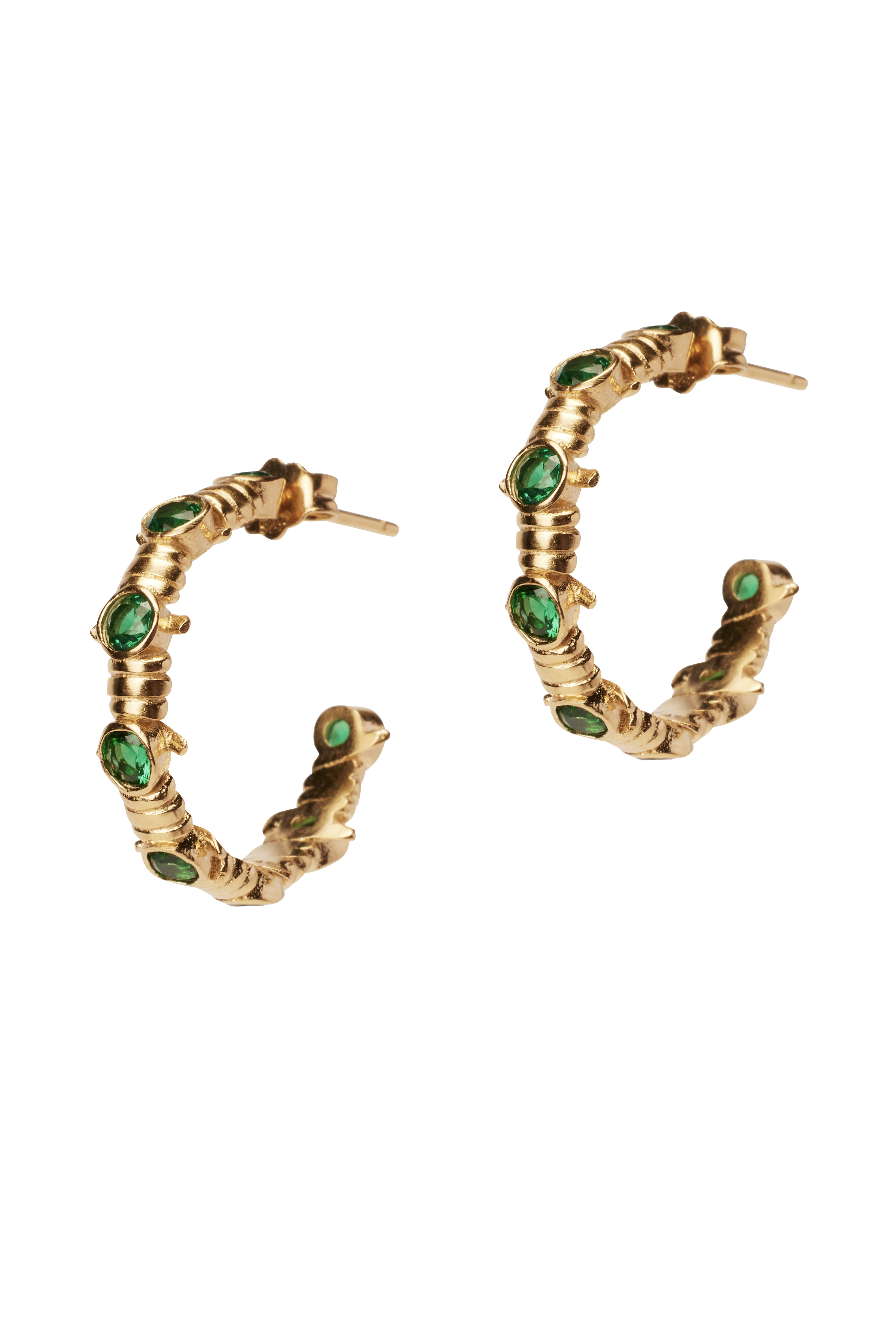 Bella by Thorne Barb x CZ Adult Hoop Earrings, Gold/Emerald - Walmart.com