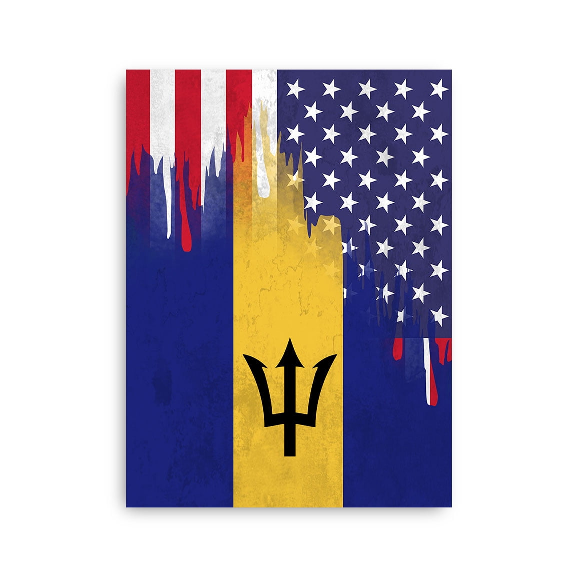 Barbadian American Flag Wall Art Friendship USA Barbados Roots Poster ...