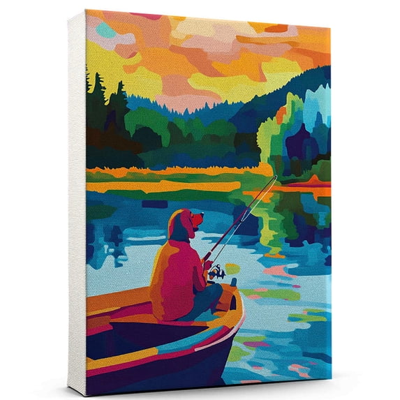 Barbado Da Terceira Dog Fishing Art Stretched Canvas Size 8x12 ...