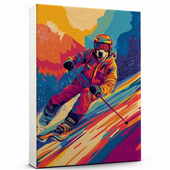 Barbado Da Terceira Dog Stretched Canvas Size 8x12 Skiing Canvas – Cute ...