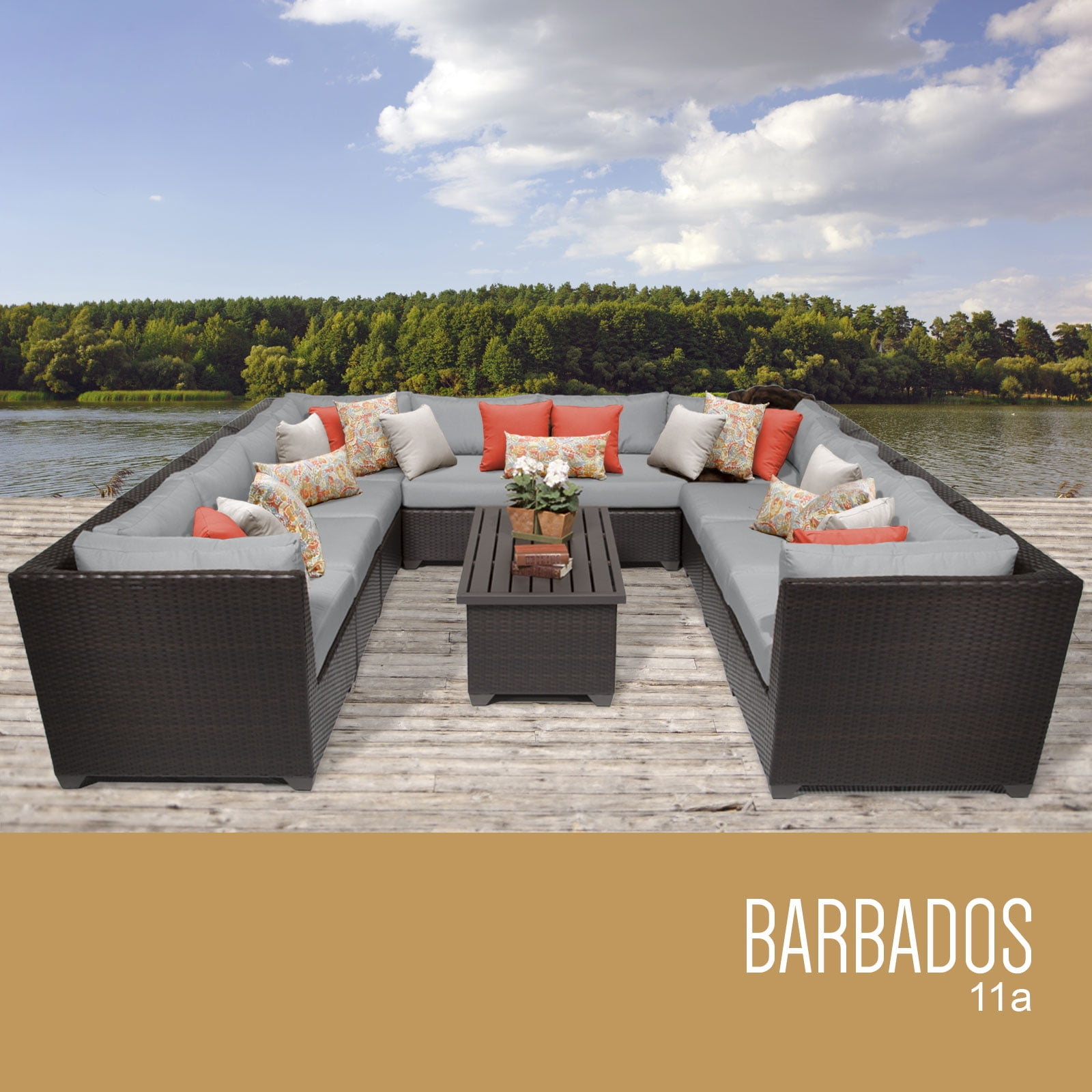 Barbados 11 Piece Outdoor Wicker Patio Furniture Set 11a - Walmart.com