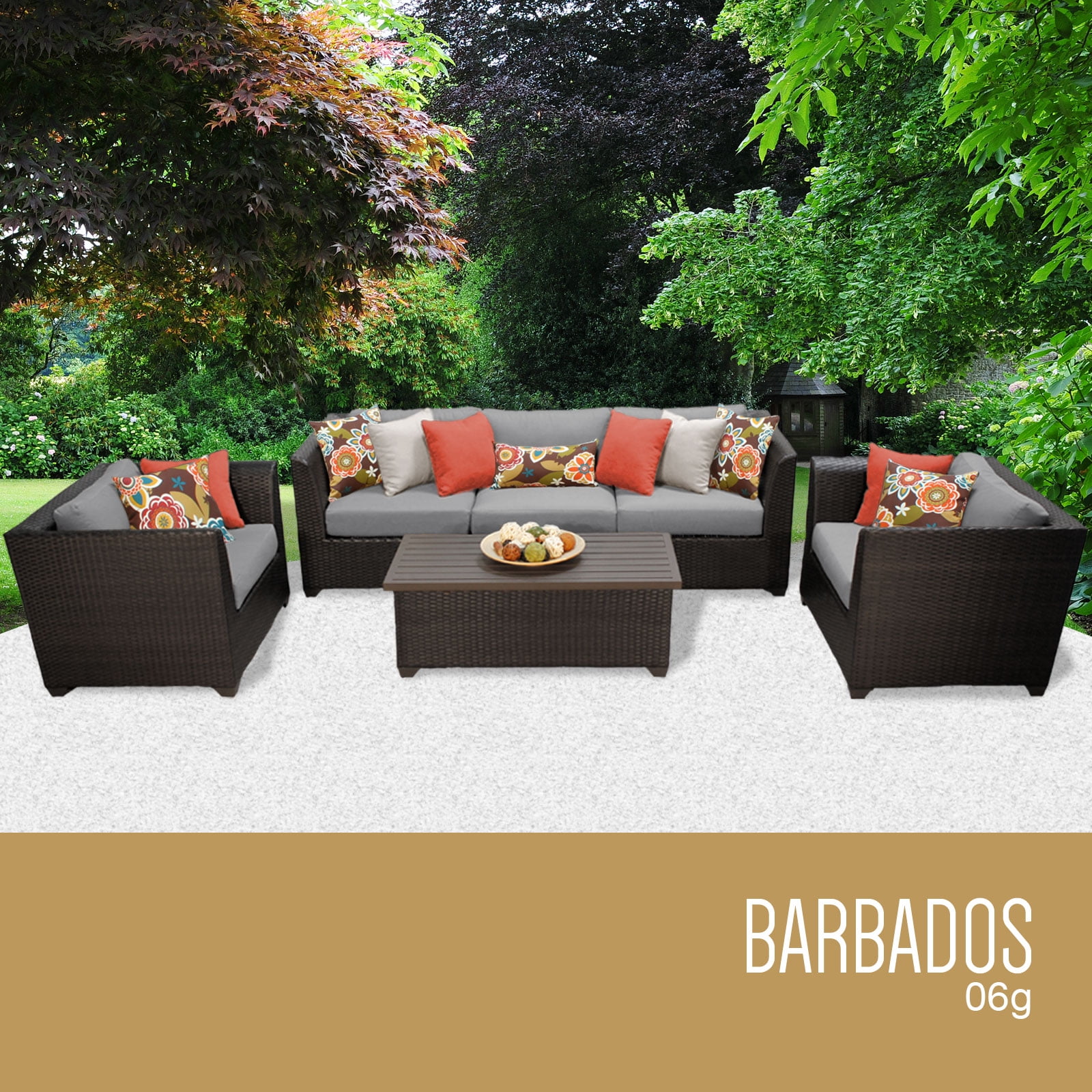 Barbados 6 Piece Outdoor Wicker Patio Furniture Set 06g - Walmart.com