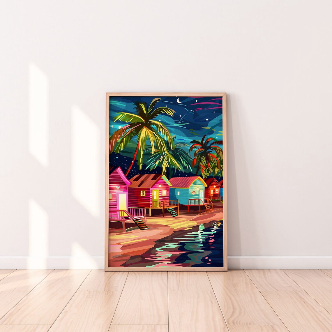 Barbados Beach Huts Caribbean Travel Wall Decoration, Stretched Canvas ...