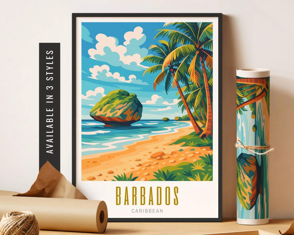 Barbados Caribbean Art Poster Travel Destination Wall Art Beach Home ...