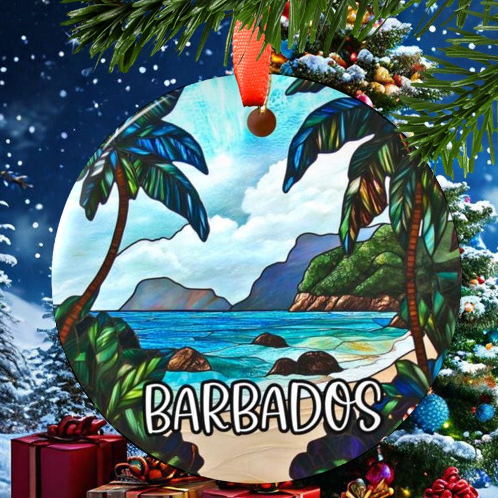 Barbados Christmas Ornament, Ceramic, Acrylic - Vacation Souvenir, Tree ...