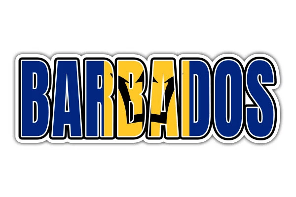 Barbados Flag Country Name Sticker Phone Decal Water Bottle Stickers ...