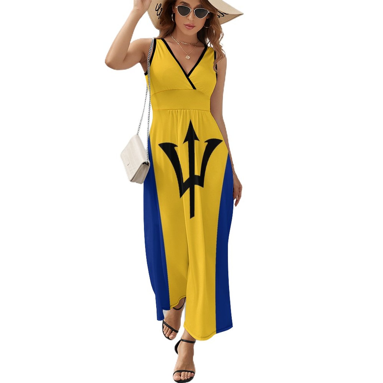 Barbados Flag Sleeveless Dress elegant women's sets Long dress woman ...