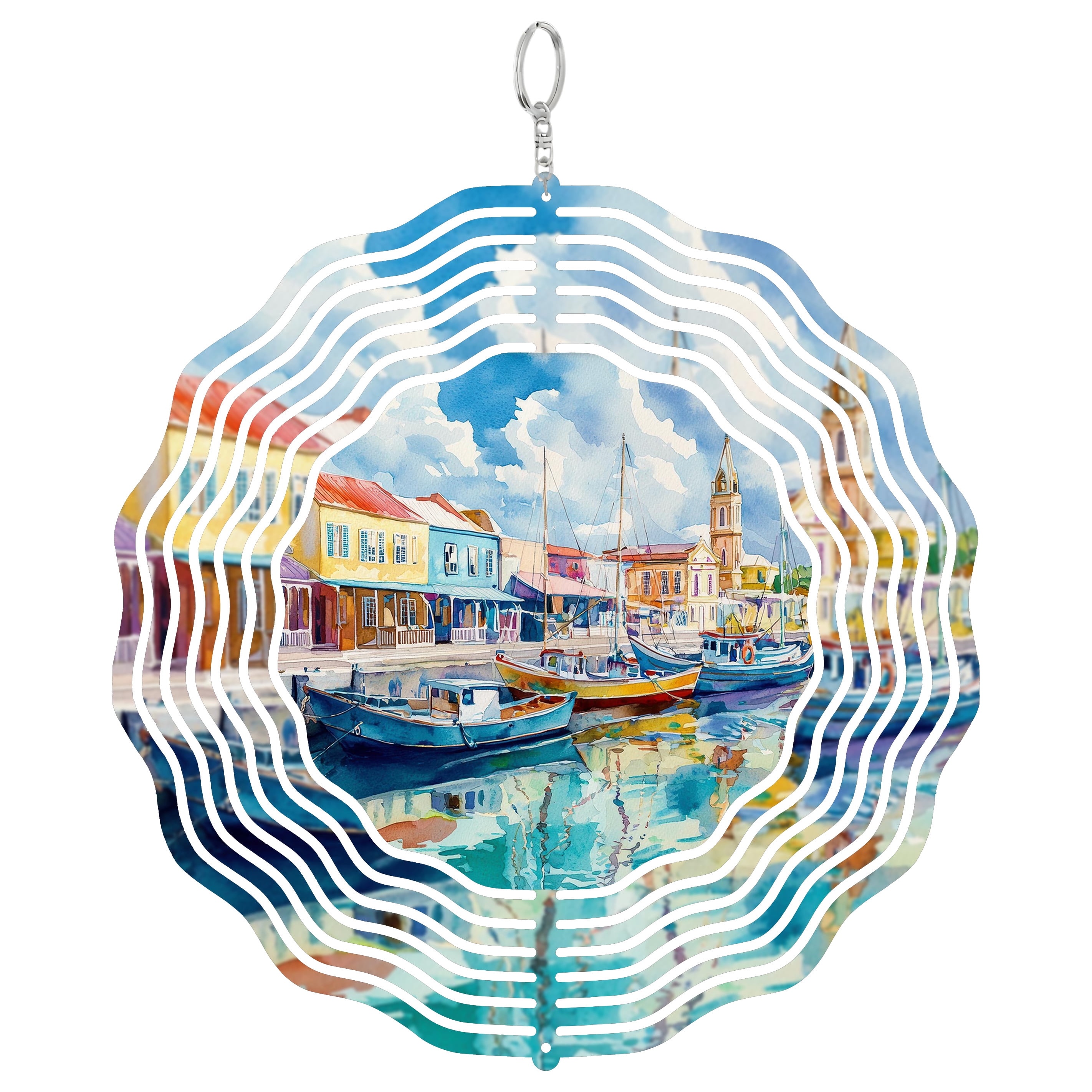 Barbados Island Beach 3D Wind Spinner Stainless Steel Kinetic Art ...