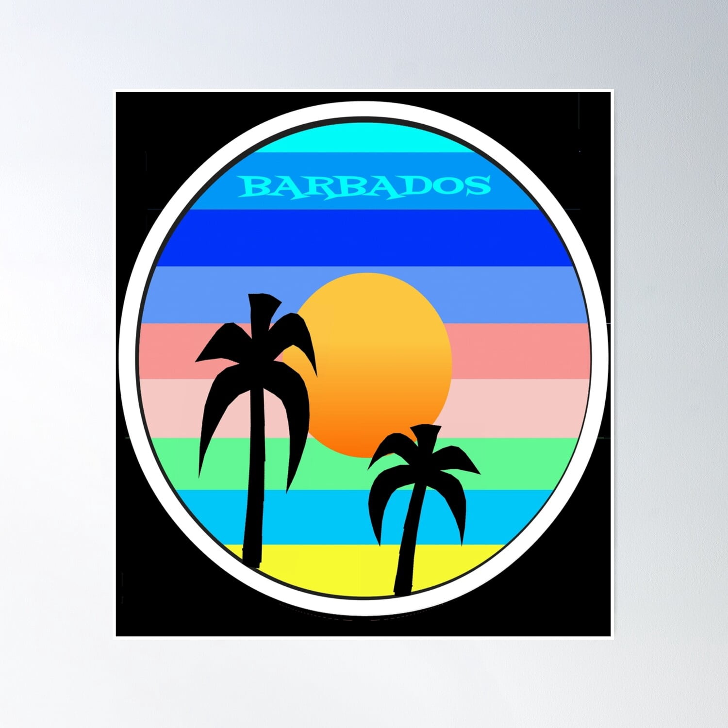 Barbados Island (Round Design) Poster Wall Art, Modern Wall Decor ...