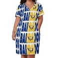 Barbados Loose Pocket Dress Summer Sexy V Neck Dress Print Short Sleeve ...