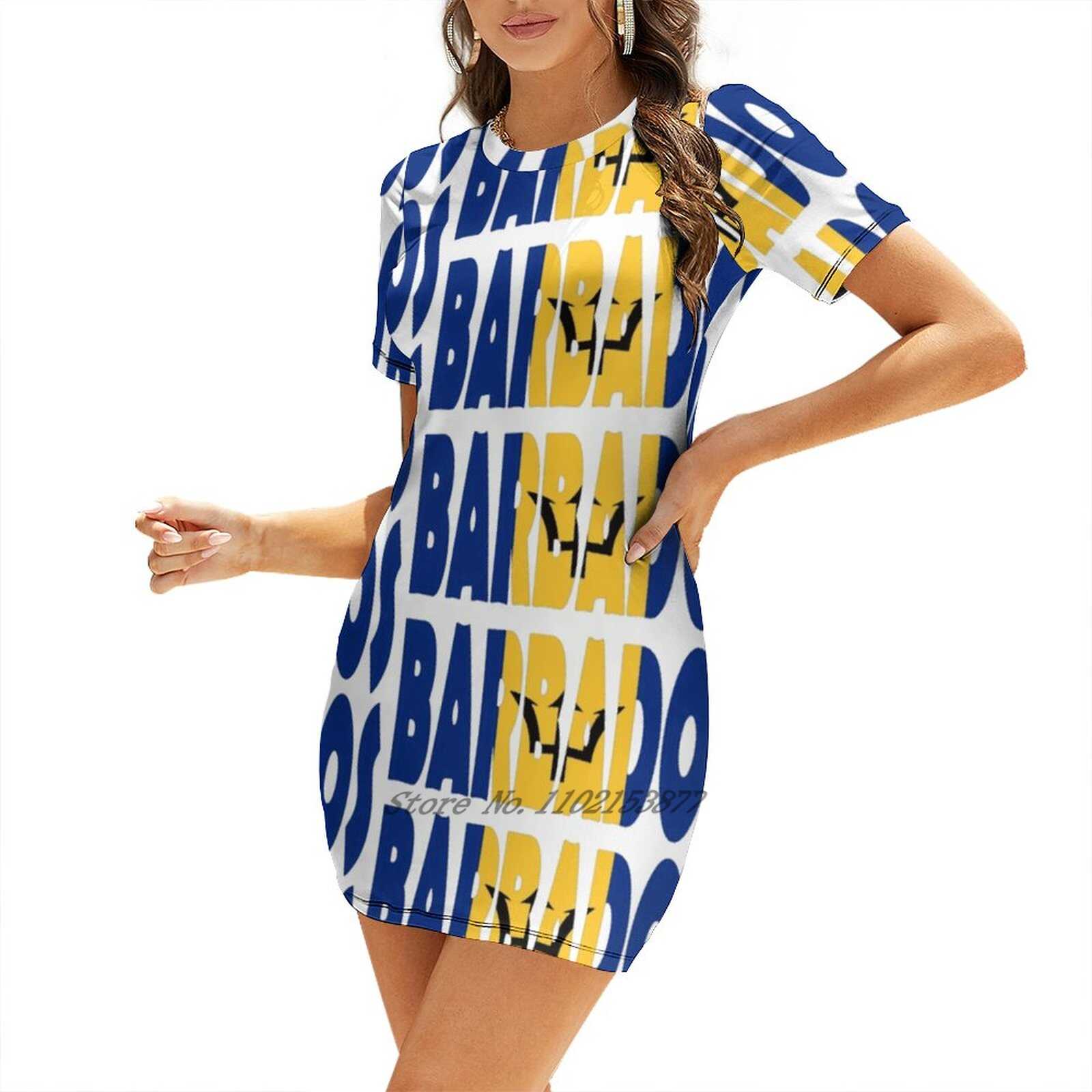 Barbados Loose Pocket Dress Summer Sexy V Neck Dress Print Short Sleeve ...