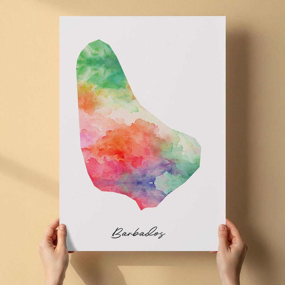 Barbados Map Canvas Wall Art 8x12 inch – Barbados Map Elegant ...