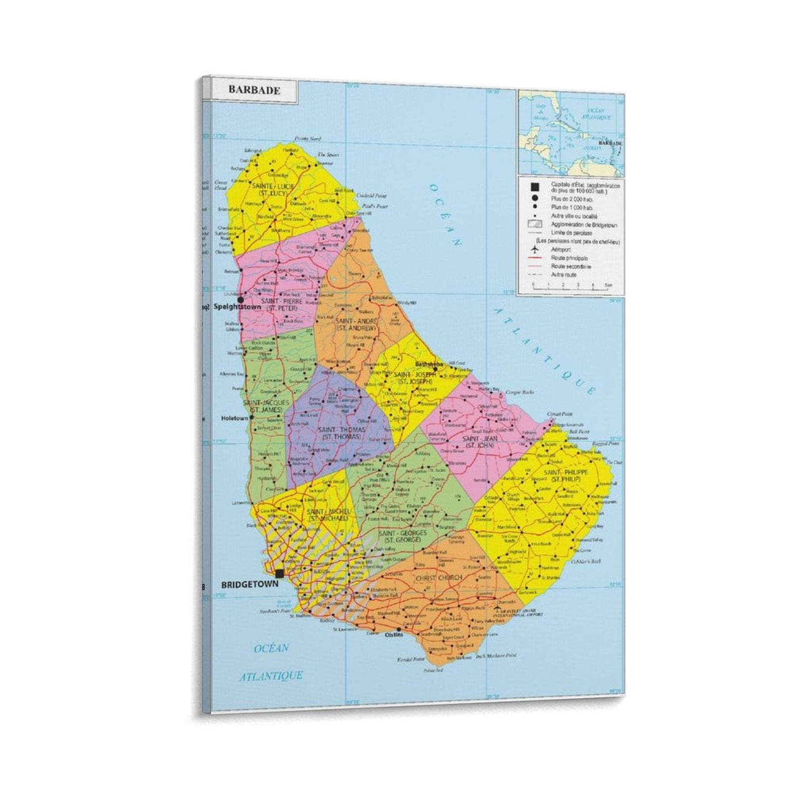 Barbados Map Posters Poster Cool Artworks Painting Wall Art Canvas ...