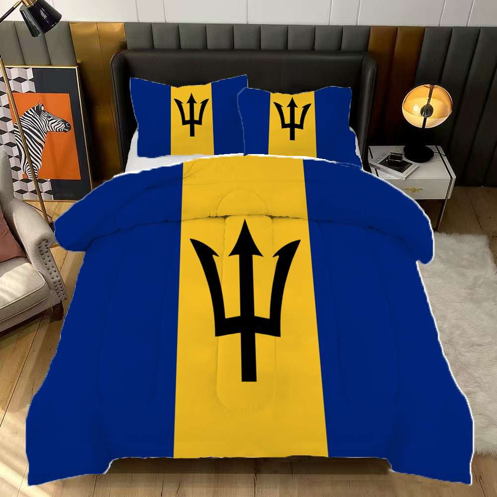 Barbados National Flag Comforter Set King Size Bedding Set For Travl ...